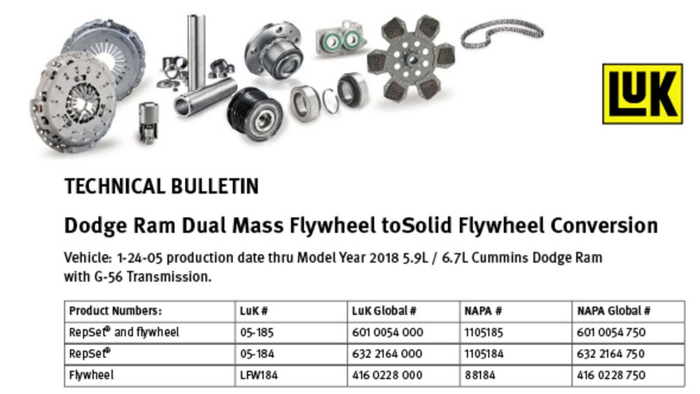 Tech Bulletin: Dodge Ram Dual Mass Flywheel to Solid Flywheel Conversion