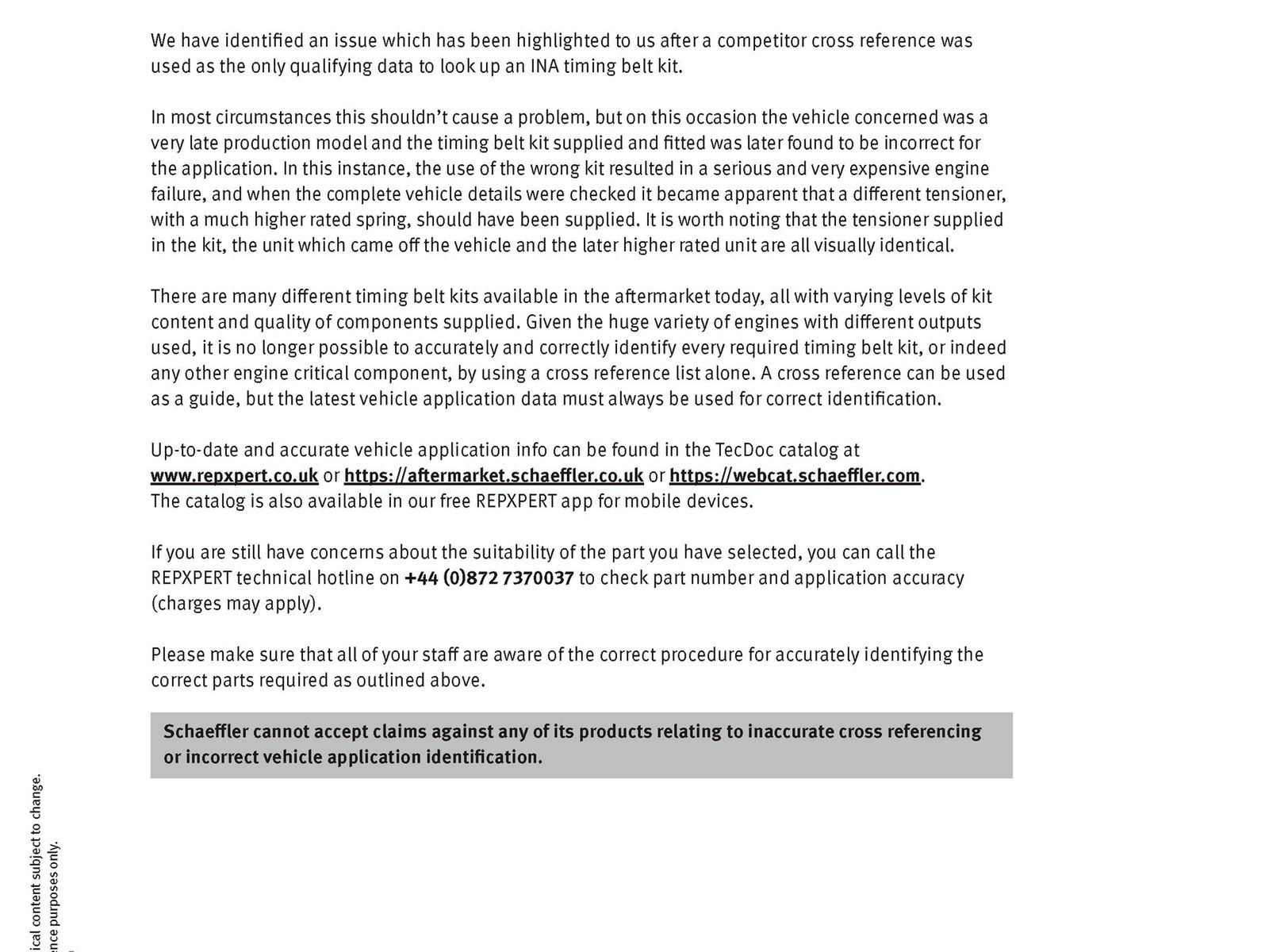 Timing belt KITs 530065010 & 530065032