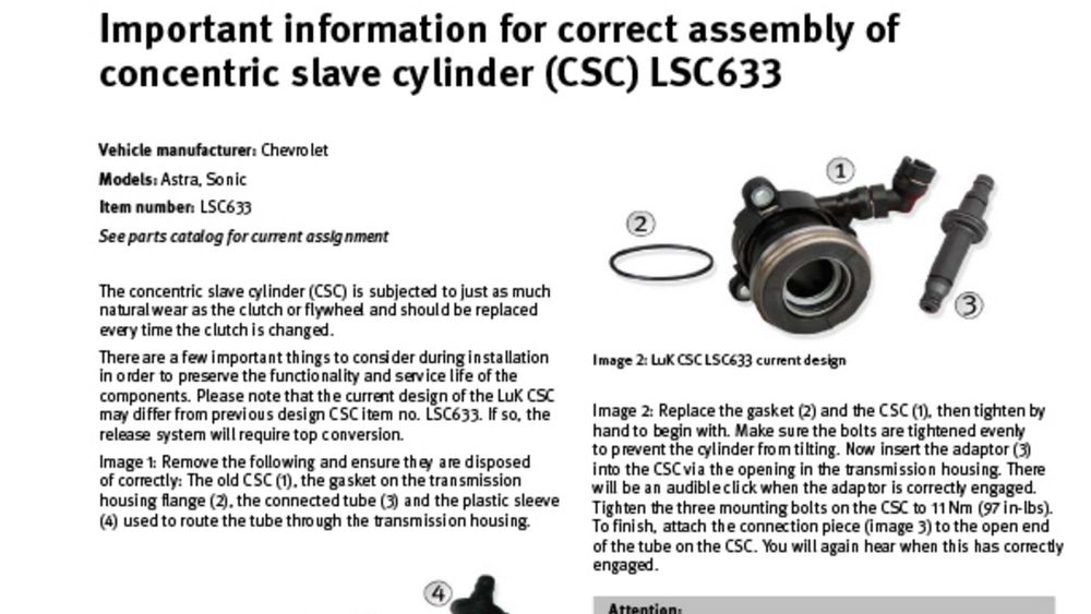 Correct Assembly of Concentric Slave Cylinder LSC633